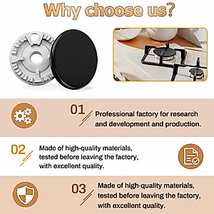 Upgraded Cooker Hat Set, Surface Gas Stove Burner Caps and Burner Head Replacement Kit, 1 Large, 2 Middle, and 1 Small Cooker Hat Set, Cooker Hat Set fits Selected Models - See Images for Details