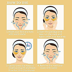 cgify 25 Pairs Under Eye Patches, 24K Gold Eye Mask, Under Eye Pads for Puffy Eyes, Dark Circles, Eye Bags and Wrinkles, Collagen Under Eye Masks for Women Men