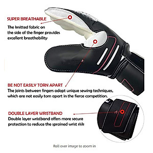 Amytrade Youth Adult Negative Cut Goalie Goalkeeper Gloves,Strong Grip for The Toughest Saves, with Finger Spines to Give Splendid Protection to Prevent Injuries (Orange, 7)