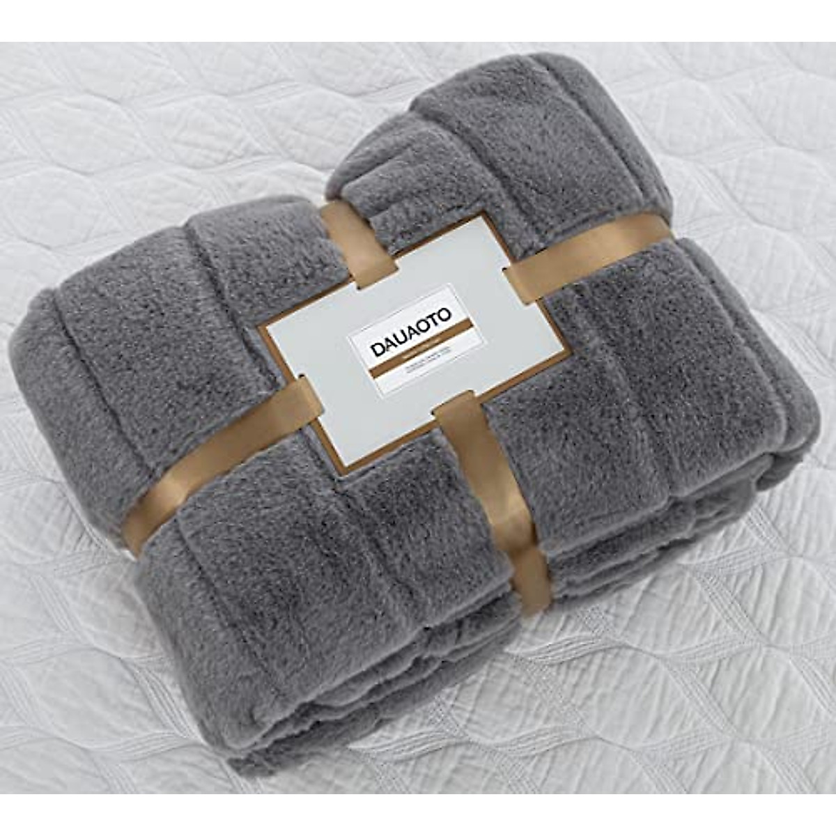 Faux Fur Throw Ultra Soft Double Sided, Fluffy Blanket for Winter Sofa Couch, Cuddly & Warm (50"x 60", Gray)