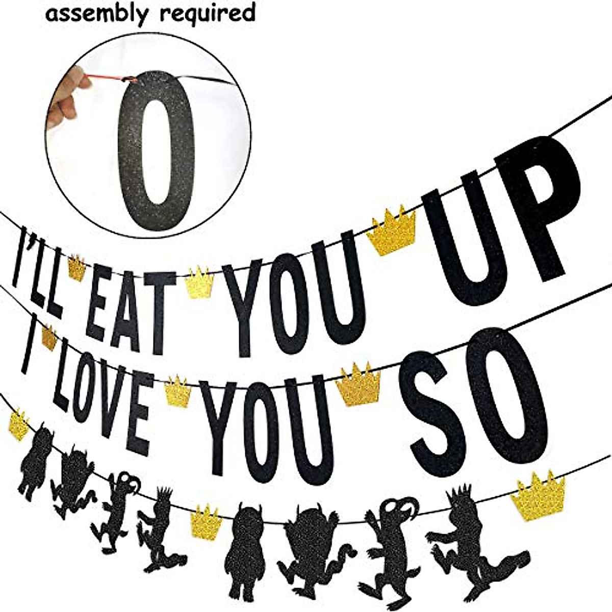 I'll Eat You Up I Love You So Banner Garland for Where The Wild Things are Birthday Party Wild one Birthday Photo Prop Decorations