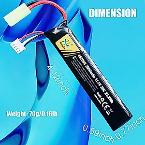XDJXWJN 2pcs X 2000mAh 30C 11.1V Lipo Airsoft Battery with Mini Tamiya Connector for Airsoft Model Airsoft Rifle