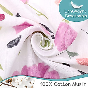 Muslin Baby Car Seat Cover for Boys Girls, Infant Car Seat Canopy, Summer Car Seat Tent Lightweight Breathable, Pink Flower