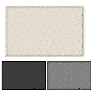 C-LARSS Under Sink Mats 33 * 21 Inches Silicone Under Kitchen Sink Liner Mat Flexible Waterproof Under Sink Drip Tray with Drainage Hole for Protect Cabinets Black