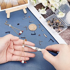 PH PandaHall Stud Earring with Loop, 32pcs(16 Pairs) 4 Colors 304 Stainless Steel Earring Post Ear Studs Findings with 32pcs Butterfly Ear Nuts for DIY Earring Jewelry Making Findings