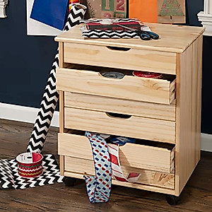 Linon Home Decor Products Corinne Six Drawer Wide, Natural Rolling Cart