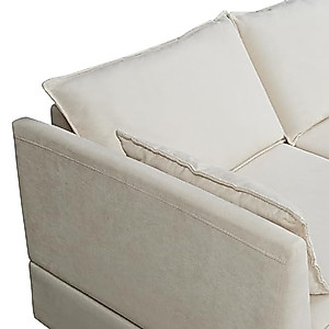 Merax U-Shape Modern Large Modular Sectional, Convertible Sofa Bed with Reversible Chaise, Beige