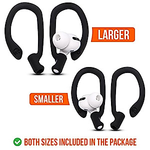 WC HookZ Combo Pack - Upgraded Over-Ear Hooks for AirPods Pro - 2 Pairs of Large & Small Size Included in Package Made by Wicked Cushions | Pitch Black & Mixed Marble