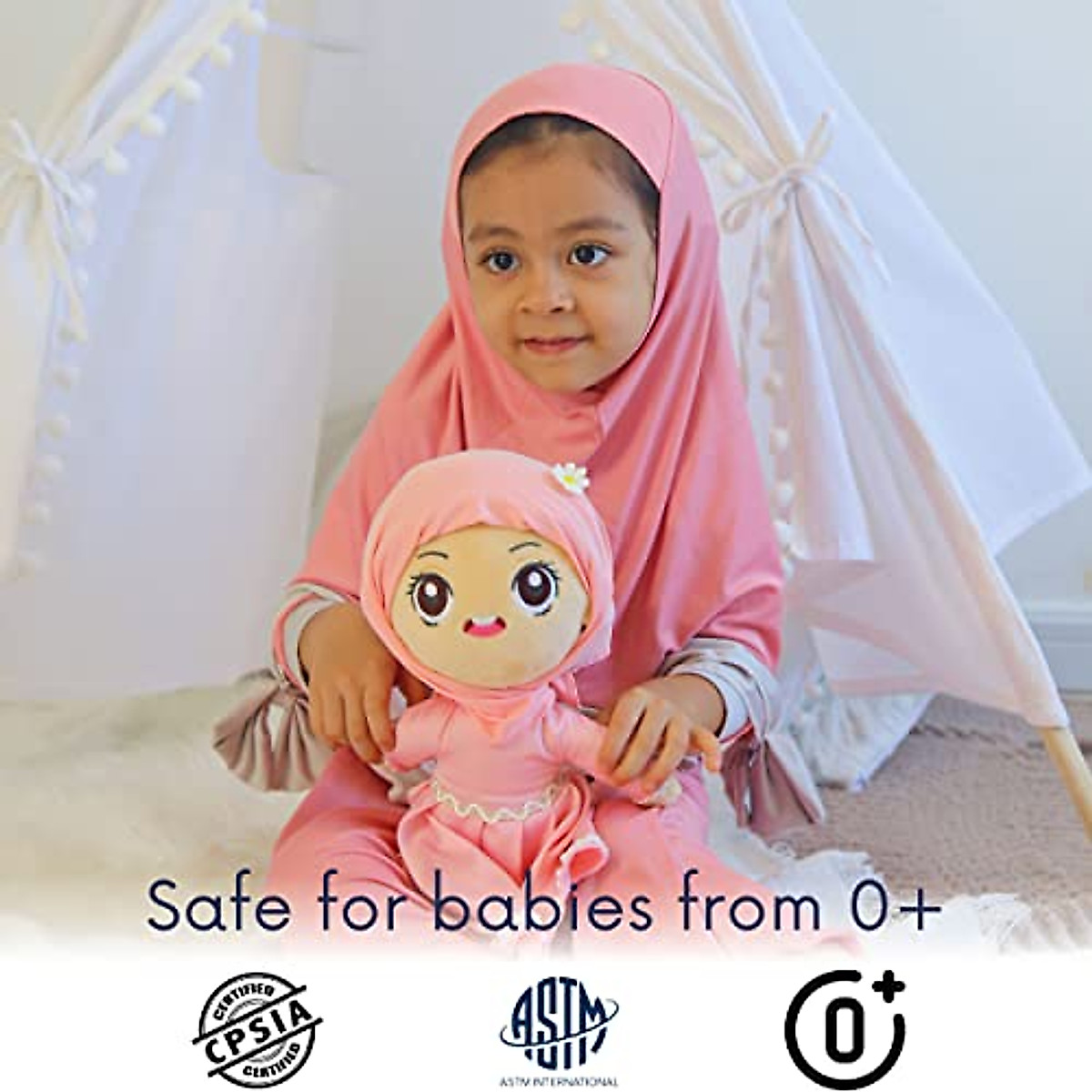 Mommy Yasmin - Soothe & Talking Hijab Doll | Muslim & Islamic Toy | Eid Gift | Quran & Dua | Interactive + Relaxing | Remote | for Baby + Toddlers + Kids(Open Eyes)