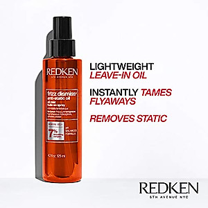 Redken Frizz Dismiss Anti-Static Oil Mist | Frizz Control for All Hair Types | Tames Flyaways & Anti Frizz | With Babassu Oil | Sulfate Free | 4.2 Fl Oz