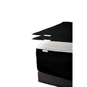 RAJVEER TEXTILE Zip On Fitted Sheet - Includes 1 Fitted Base + 2 Zip Sheet - Easy to Change, Won’t Pop Off Twin Sheet- 600 TC Cotton Fitted Sheet- 15” Deep Pocket Twin Size- Black