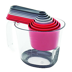 Tovolo Magnetic Nested System Cups & Spoons for Wet and Dry Ingredients, Cup Baking Set, Measuring Spoons & Cups for Cooking, Dishwasher-Safe & BPA-Free, Candy Apple Red