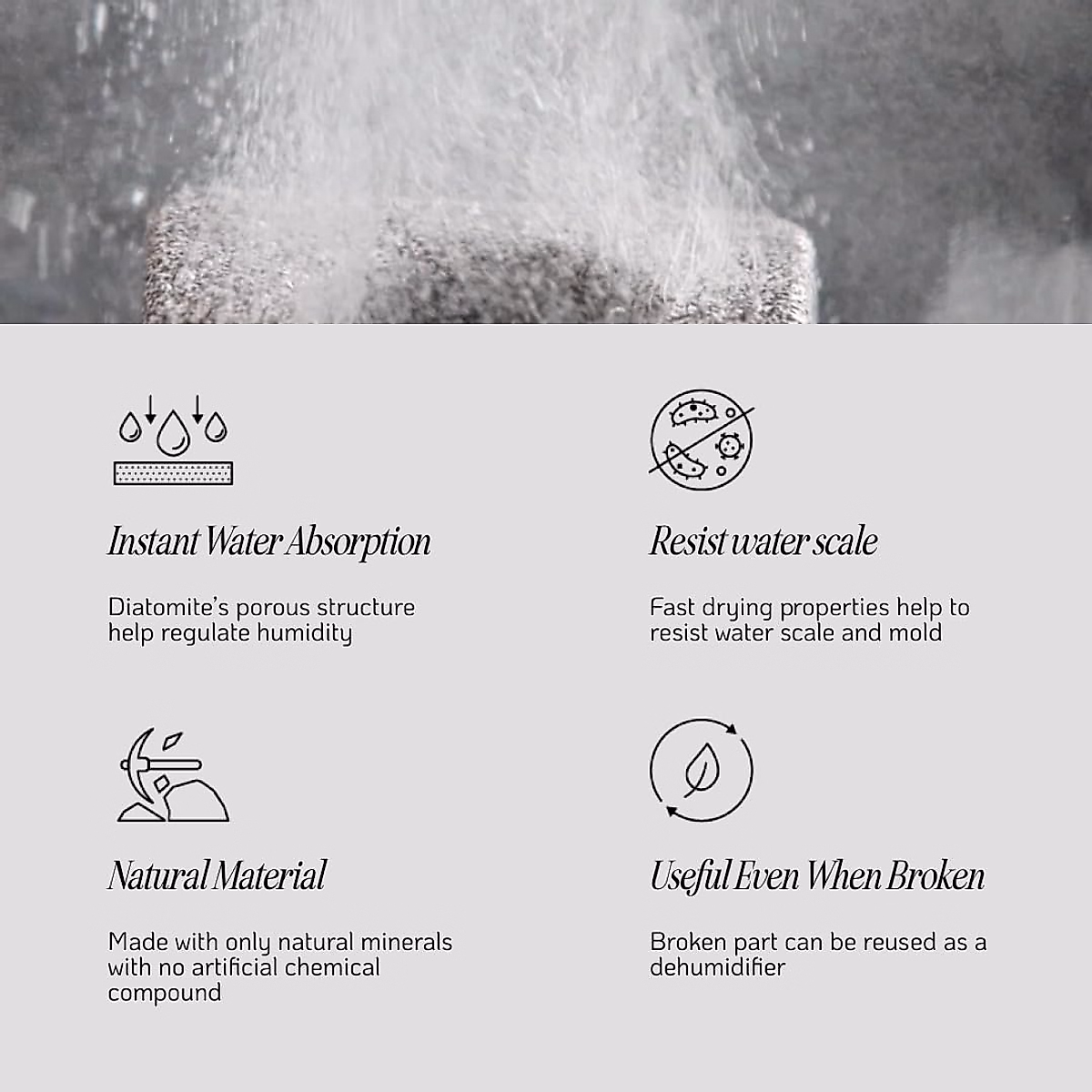 Bulbul® Premium Diatomite Fast Drying Holder (S), Hyper Absorbing Ceramic Sink Organiser for Toothbrush & Utensil Holder, for Toilet & Kitchen, Gray, Small Size