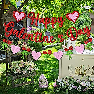 Galentine's Day Decorations Set,Glitter Happy Galentine's Day Banner,Heart Decor and Rose Banner,Valentine's Day Decor Galentines Decor