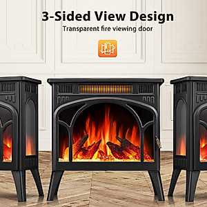 Electric Fireplace Heater Portable Electric Fireplace Stove Heater Indoor,12 Flame Colors,12 Flame Bed Colors,5 Flame Brightness,5 Flame Speeds,Control The Temperature