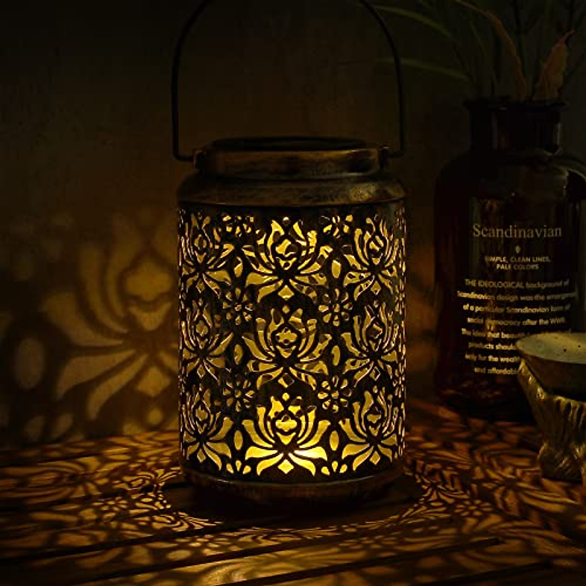 Nothing burger Solar Lanterns Outdoor Waterproof, 2 Pack Outdoor Solar Hanging Lantern Lights, Patio Decor Outdoor Lantern with LED for Garden/Yard Decor (Brown)