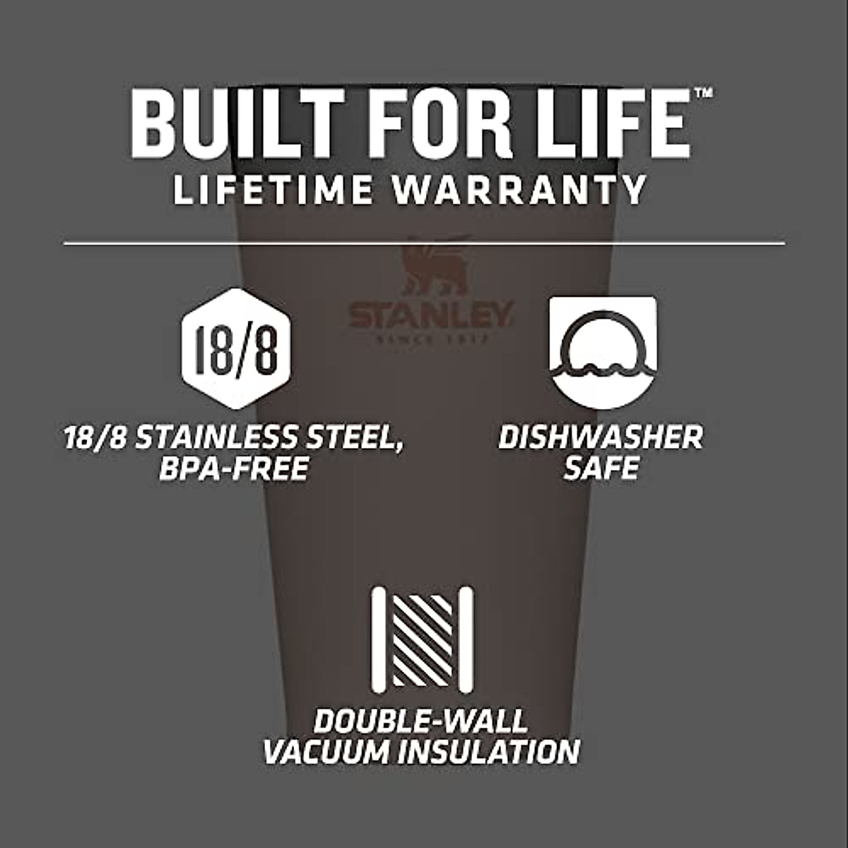 Stanley Adventure Inulsated Stacking Beer Pint Glass, 16oz Stainless Steel Double Wall Rugged Metal Drinking Tumbler (Limestone)