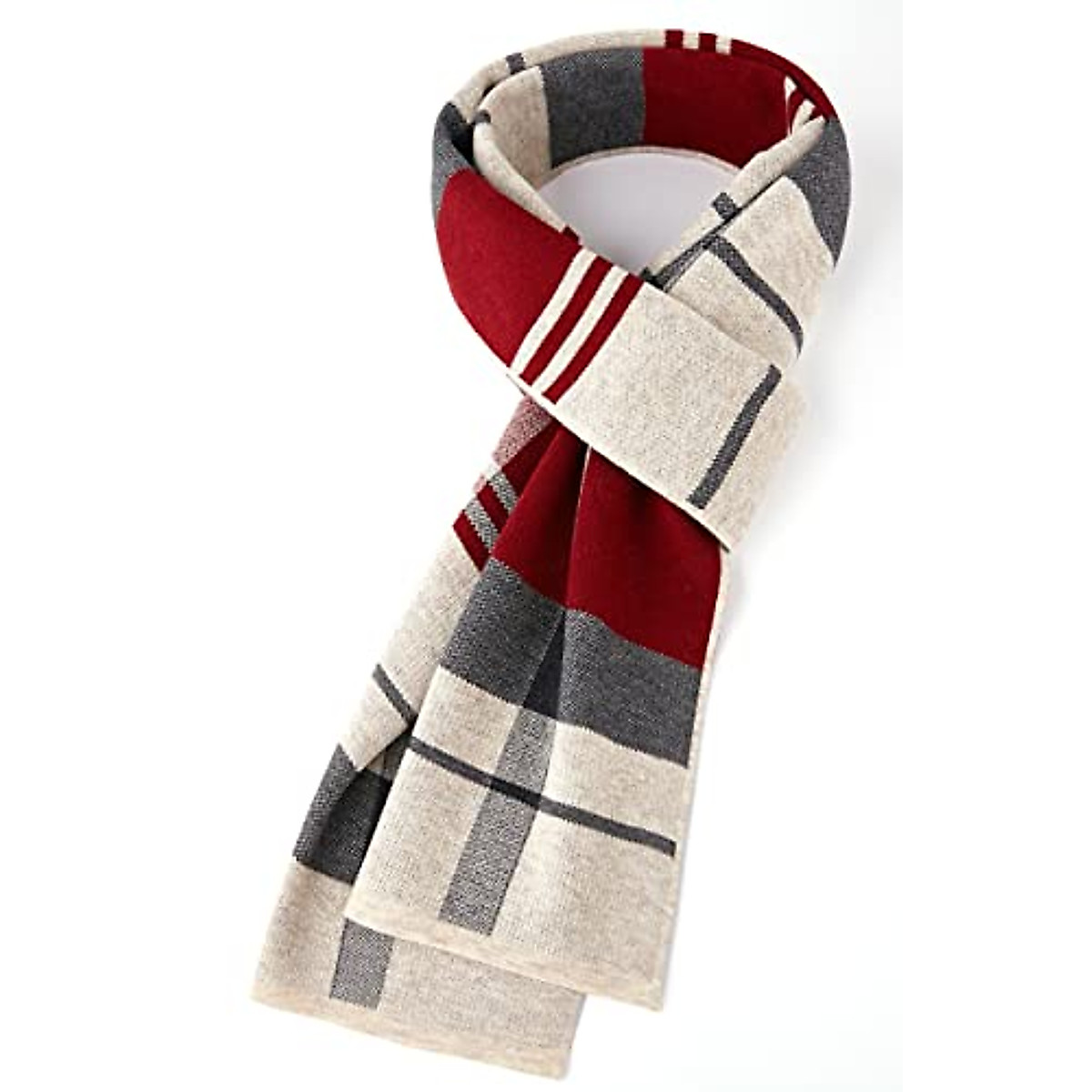 Mailandy Mens Winter Scarf Fashion Formal Soft Scarves Classic Plaid Solid Color Cashmere Scarf for Men