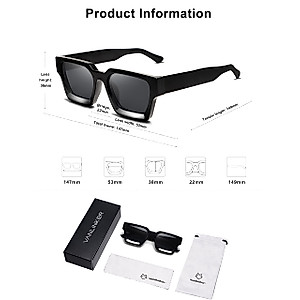 VANLINKER Black Thick Square Sunglasses for Men Women Trendy 2023 Retro Chunky Rectangle Shades Designer Sun Glasses VL9731