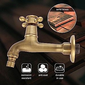 Vintage Solid Brass Single Handle Faucet Washing Hine Faucet Wall Mounted Water Tap Laundry Utility Room Sink Faucets(1#)