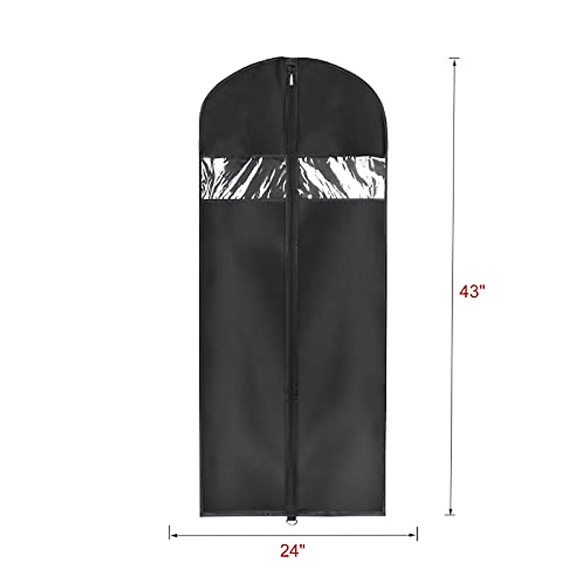 Univivi Garment Bag 60inch Lightweight Suit Bags for Closet Storage, Hanging Clothes Cover 3 Pack with Zipper and Eye-Hole Carry Handles for Folding for Tuxedos Coats Dresses, Black