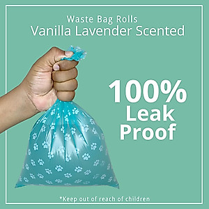 Vanilla Lavender Scent 180 Dog Poop Bags Rolls (12 rolls) & 25 Individual Pet Wipes - 2 in 1 Calming Cleaning Kit for Pet Owners, Cat Litter, Dog Leash, Pet Supplies, Puppy Pads.