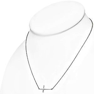 My Daily Styles 925 Sterling Silver Sideways Cross Necklace for Women - Yellow Gold & Rose Gold - Womens Jewelry Gift for Birthday, Christmas and Mother's Day