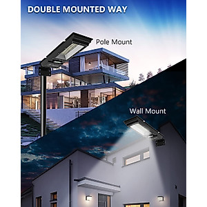 Taoesy 800W Solar Street Lights Outdoor, 60000LM Motion Sensor LED Solar Parking Lot Light Dusk to Dawn, IP65 Waterproof Solar Security Flood Light with Remote Control for Area Lighting, Yard, Garage