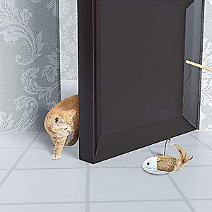 3 PCS Cat Wand Toys, 16 Inch Natural Wooden Cat Teaser Wand Toys with 5 PCS Silvervine Sticks for Cat, Interactive Cat Feather Wand Toy for Indoor Cats, Elastic String Cat Pole Toy with Bell, Feather