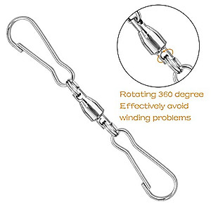 KUUQA 12 Pack Spinning Dual Clip Swivel Hooks for Wind Spinners, Hanging Windsock, Bird Feeders, Wind Chimes Crystal Twisters Party Supply