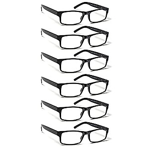 BIENCOOL 6 Pack Reading Glasses Traditional Frames for Men and Women Readers with Spring Loaded Hinges (6 Pack Black, 1.50, multiplier_x)