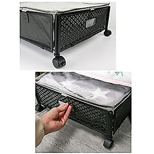 2PC Under Bed Storage Containers with Wheels,Metal Underbed Storage with Handle, Tool-free Assembly Foldable Under Bed Shoe Storage Organizer Bins Drawer for Bedroom Clothes Blankets Shoes ( Color : B