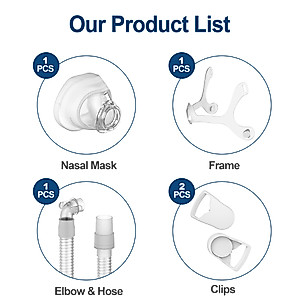 TUSOA Full Set for W-I-S-P Supplies includes Nasal Mask, Silicone Frame, Hose/Tube, Clips Replacement-Large
