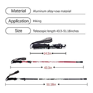 Kelendle Collapsible Trekking Pole Aluminum Ultralight Travel Trekking Hiking Pole for Men and Women Purple