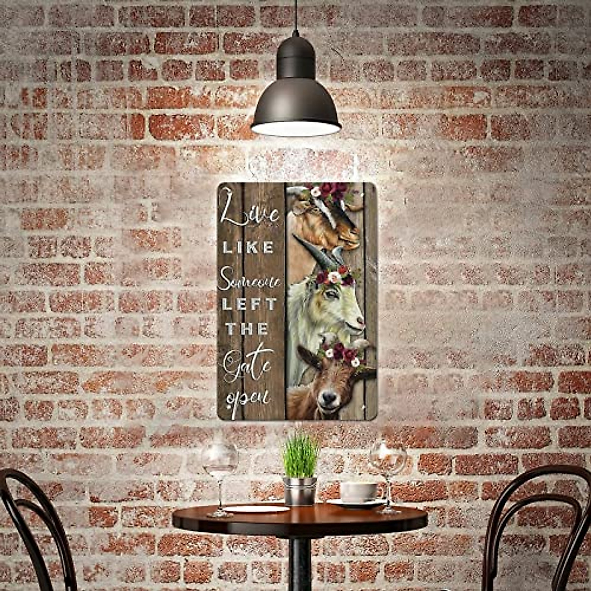 Goat Metal Tin Signs Live Like Someone Left The Gate Open Funny Printing Poster Decor Bathroom Living Room Kitchen Home Farm Farmhouse Art Wall Decoration Plaque