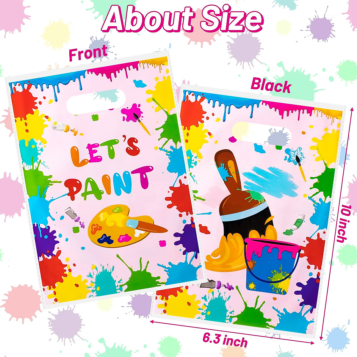 50Pcs Art Paint Party Favors Bags Art Theme Birthday Goody Candy Treat Bags Creative Artist Painting Plastic Gifts Party Decor Party Favor Supplies for Kids