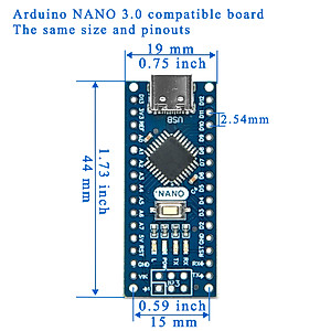 OSOYOO 3pcs LGT Nano for Arduino Nano Compatible with ATmega328p Chip Nano Board with USB-C Interface pin unsoldered