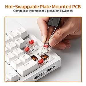 LTC NB1041 Nimbleback Wired Mechanical Keyboard, Hot-Swappable 104Keys RGB Backlit Gaming Keyboard, Red Switch/White