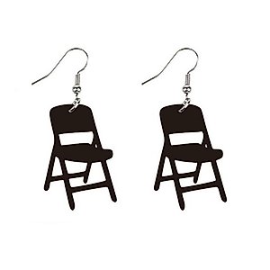 70/80s Retro Folding Chair Drop Dangle Earrings 3D Fight Acrylic Chair Earrings for Women Jewelry Funny Creative Fashion Halloween Christmas Gift Colorful-Black