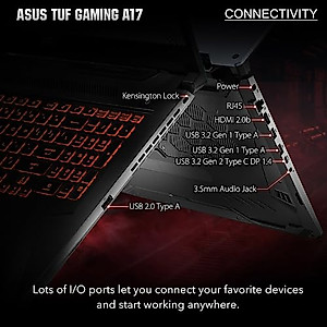 ASUS TUF A17 17.3" 144Hz FHD Gaming Laptop, AMD Ryzen 5 4600H, NVIDIA GeForce GTX 1650, 64GB DDR4 RAM, 2TB PCIe SSD, RGB Backlit Keyboard, Win 11, Black, 32GB Snowbell USB Card