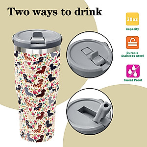 Dachshund Tumbler Gifts with Handle and Straw, Stainless Steel Vacuum Insulated Flip Straw 30 oz Dachshund Tumbler, Spill Proof Coffee Travel Mug Dachshund Lovers Gifts