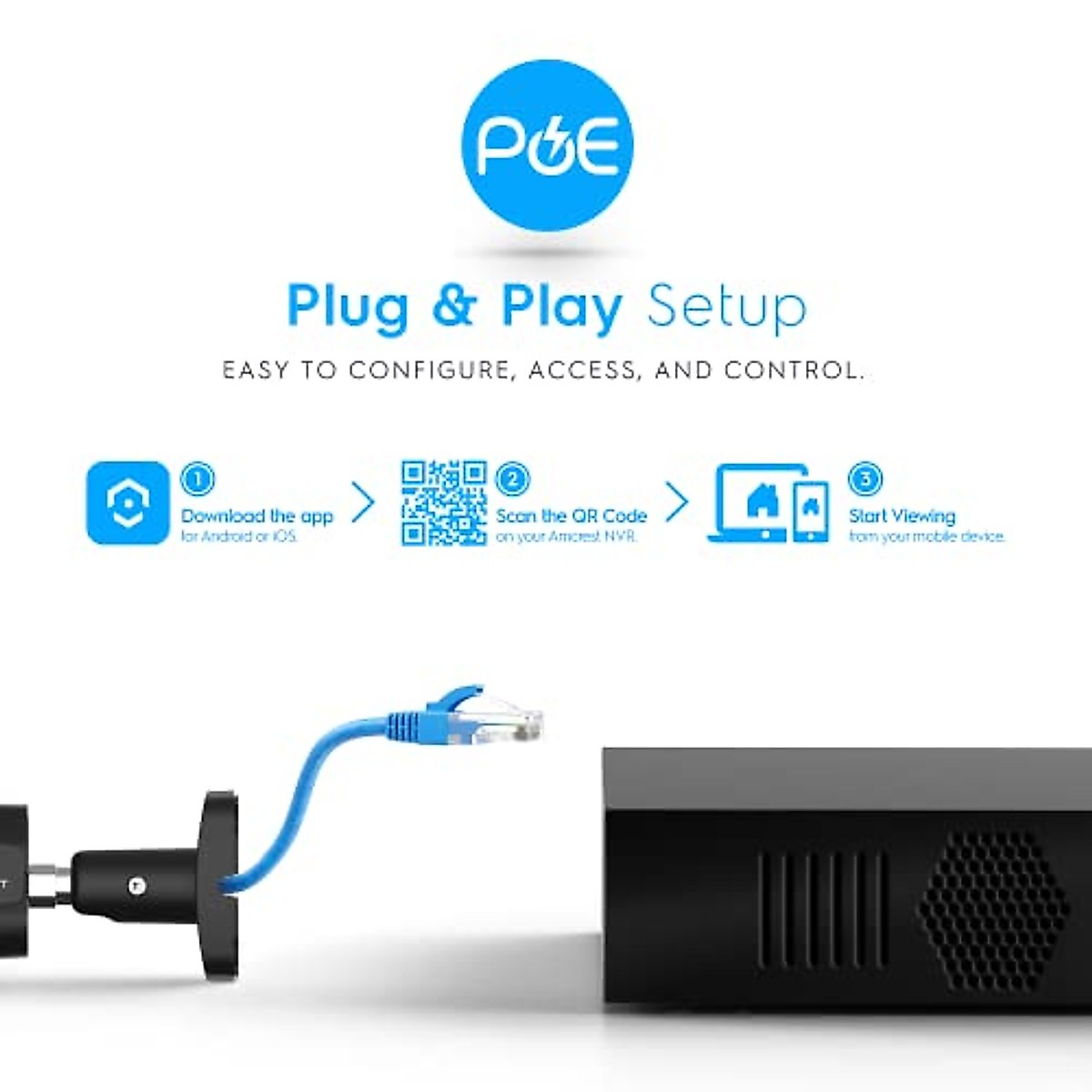 Amcrest NV4108E-A2 4K 8CH POE NVR (1080p/3MP/4MP/5MP/8MP) POE Network Video Recorder - Supports up to 8 x 8MP/4K IP Cameras, 8-Channel Power Over Ethernet Supports up to 10TB HDD (Not Included)