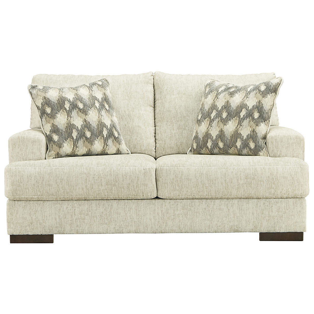 Signature Design by Ashley Caretti Contemporary Loveseat with Accent Pillows, Beige
