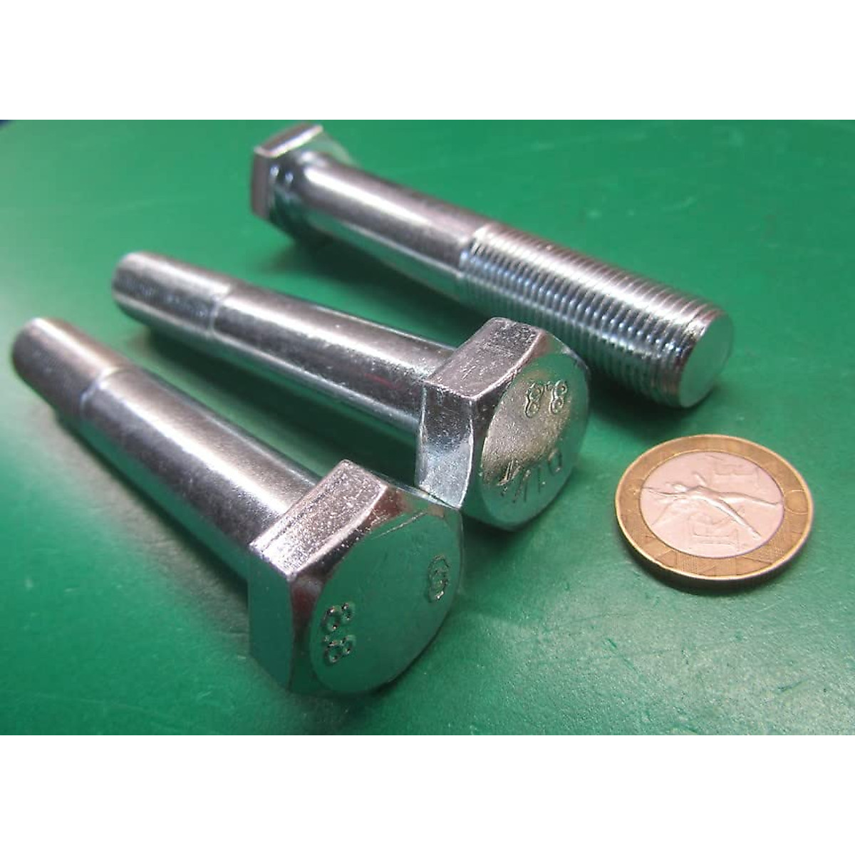 Class 8.8 Zinc Plated Steel Hex Head Bolts PT M16 x 1.5 mm x 100 mm Long 3 pcs.