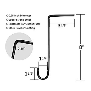 POKUULA 12Pcs Powder Coated Steel Hooks Hanger for Solid Roof Non-Insulated Patio Cover Fits for String Lighting and Lightweight Decorations 3*8 Inch (Black)