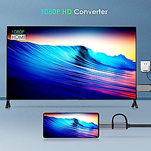 Renkchip 2-in-1 USB C/Micro USB to HDMI Cable for All Android Phone, 6.6ft MHL to HDMI Adapter 1080P HD HDTV Mirroring &Charging Cable to TV/Projector/Monitor