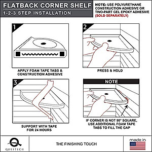 Questech Décor 8 Inch Corner Shower Shelf and 5 Inch Shower Caddy Soap Dish, Metro Flatback Wall Mounted Bathroom Shower Organizer, Bright White Polished
