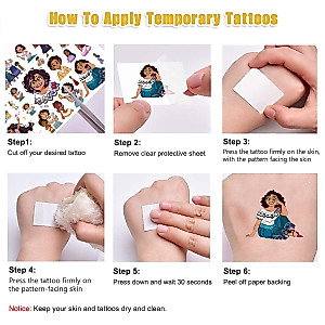 8 Sheets Temporary Tattoos Stickers For Encanto, Encanto Birthday Party Supplies Decorations Party Favors, Gifts for Boys Girls School Classroom Rewards