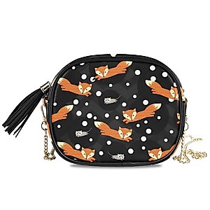 ALAZA PU Leather Small Crossbody Bag Purse Wallet Cute Forest Animals With Fox Cell Phone Bags with Adjustable Chain Strap & Multi Pocket
