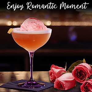 KooMall 3D Rose Ice Molds 2.5 Inch, Large Ice Cube Trays, Make 4 Giant Cute Flower Shape Ice, Silicone Rubber Fun Big Ice Ball Maker for Cocktails Juice Whiskey Bourbon Freezer, Dishwasher Safe, Pink